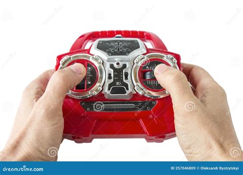 Controller Radio Control Joystick With A Toy In Hands On An Isolated
