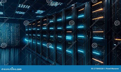 Working Ai Data Center Full Of Rack Servers And Supercomputers