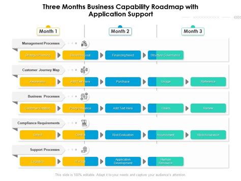 Three Months Business Capability Roadmap With Application Support