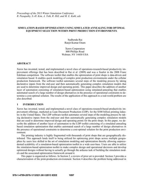 simulation based optimization using simulated annealing for optimal