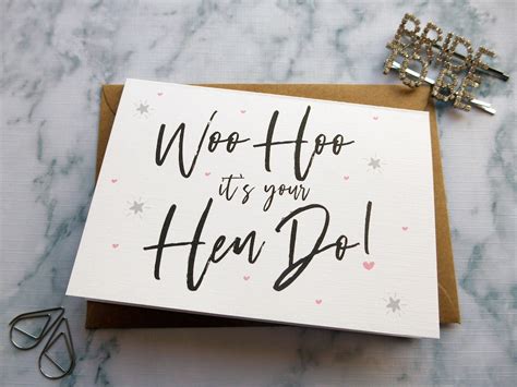 Hen Party Card Woo Hoo Its Your Hen Do Card Bride To Be Card