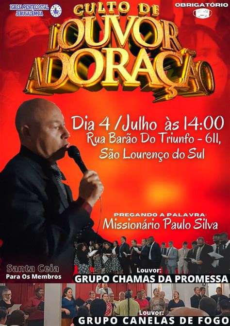 Culto De Louvor E AdoraÇÃo Louvor E Adoração Cartaz Cartazes Cristãos