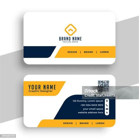 Template Kartu Kunjungan Elegan Biru Dan Kuning Ilustrasi Stok Unduh