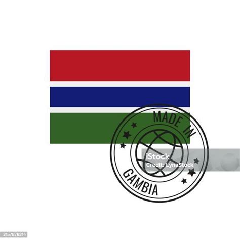 Made In Gambia Badge Vector Sticker With Gambian National Flag Ink
