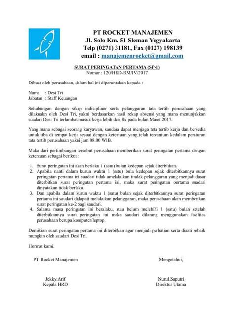 Contoh Surat Peringatan Karyawan Berdasarkan Aturan Di Indonesia