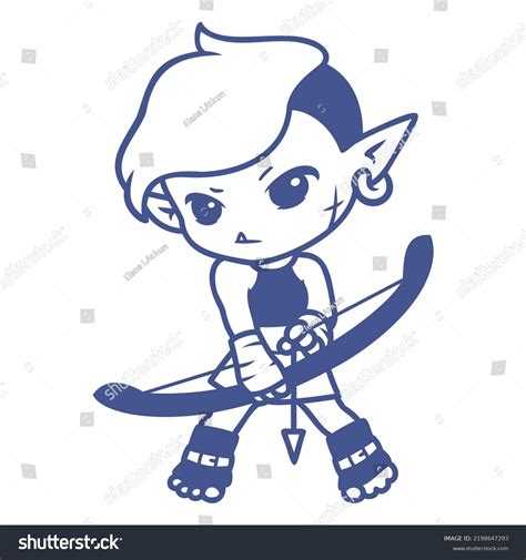 Chibi Orc Archer Girl Character High Stock Vector Royalty Free