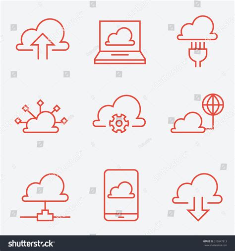 Cloud Computing Icons Thin Line Style Stock Vector Royalty Free Shutterstock