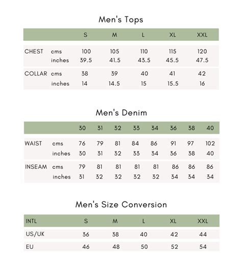 Mens To Womens Shirt Size Conversion Chart
