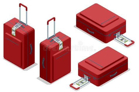 Isometric Luggage Paper Tags With Barcode Baggage Information And