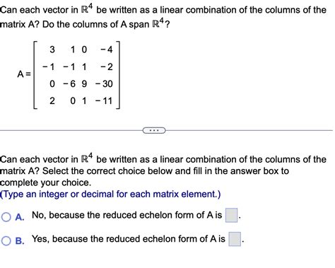 Solved Can Each Vector In R Be Written As A Linear Chegg