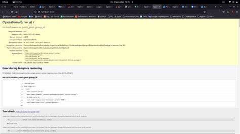 Python Djangodbutilsoperationalerror No Such Column Postspostgroupid Stack Overflow