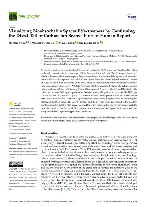 Pdf Visualizing Bioabsorbable Spacer Effectiveness By Confirming The Distal Tail Of Carbon Ion