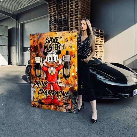 【】save Water Drink Champagne Exklusive Leinwandbilder Von Artmazing®