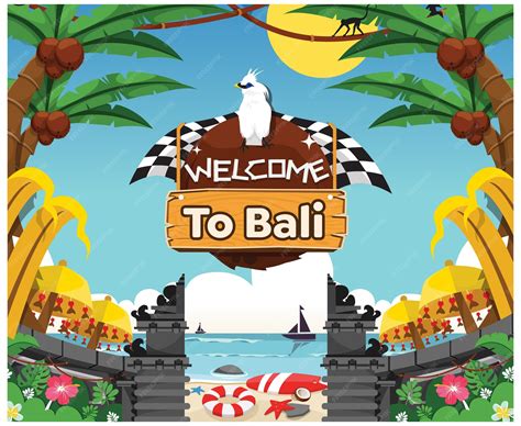 Premium Vector Vector Illustration Of Welcome To Bali Suitable For Poster Banner And Template
