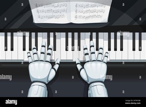 Robot Piano Musician Machine Learning Realistic 3d Vector Cyborg