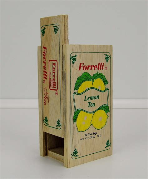 Rare Empty Vintage Forrelli Brand Lemon Tea Wooden Slide Top Box From