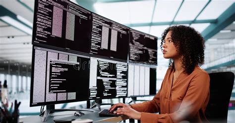 Coder Using Computer At Desk Stock Image Image Of Multiple Programmer 366452413