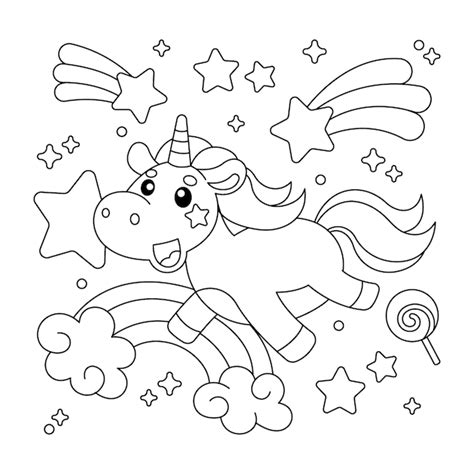 Free Vector Hand Drawn Unicorn Coloring Book Illustration