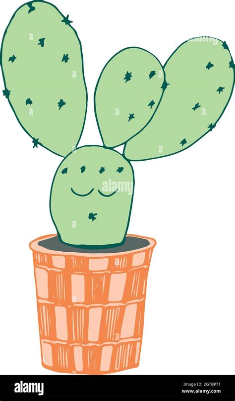 Cactus avec visage de kawaii drôle dans un joli pot fait à la main sur un fond blanc isolé
