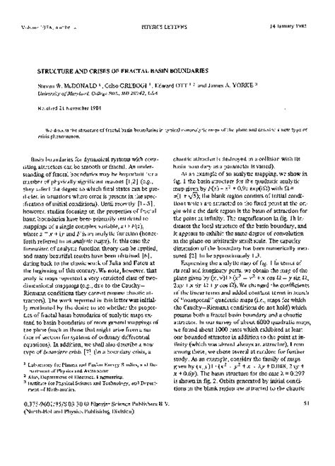 Pdf Structure And Crises Of Fractal Basin Boundaries