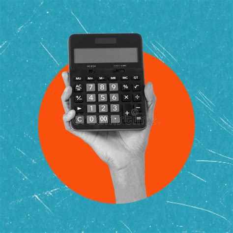 Counting Time Modern Art Collage Depicting A Human Hand Counting Time With A Calculator On A