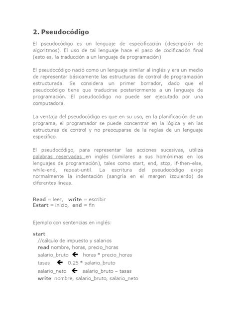 2 Pseudocódigo Descargar Gratis Pdf Lenguaje De Programación