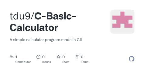 Github Tdu9 C Basic Calculator A Simple Calculator Program Made In C