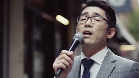 마이크에 대고 노래하는 아시아 사업가 사업가 노래 가라오케 고화질 사진 사진 이마 배경 일러스트 및 사진 무료 다운로드 Pngtree
