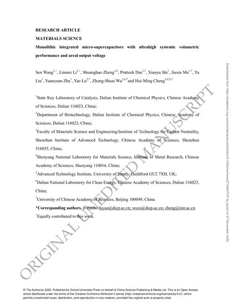 Pdf Monolithic Integrated Micro Supercapacitors With Ultrahigh Systemic Volumetric Performance