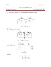 ECE HW Solution Pdf ECE Spring TRANSIENTS IN POWER SYSTEMS Due Date February