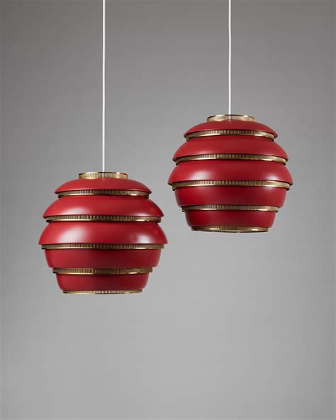 Pair Of Ceiling Lamps Beehive Model A332 Designed By Alvar Aalto