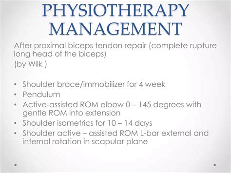 Biceps Tendon Rupture And Physiotherapy Management PPTX
