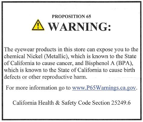 Why Do Glasses Have A Prop 65 Warning In California Sunshine Optometry