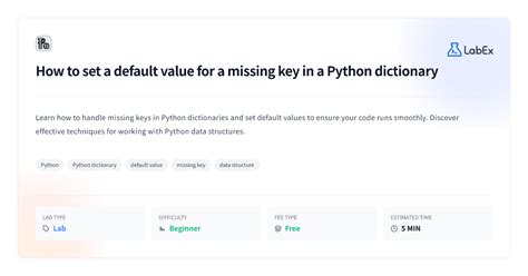 How To Set A Default Value For A Missing Key In A Python Dictionary Labex
