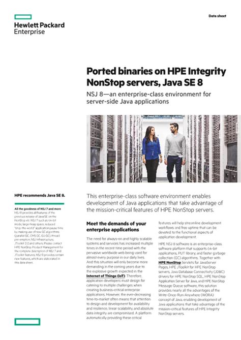 Ported Binaries On Hpe Integrity Nonstop Servers Java Se 8 Data Sheet