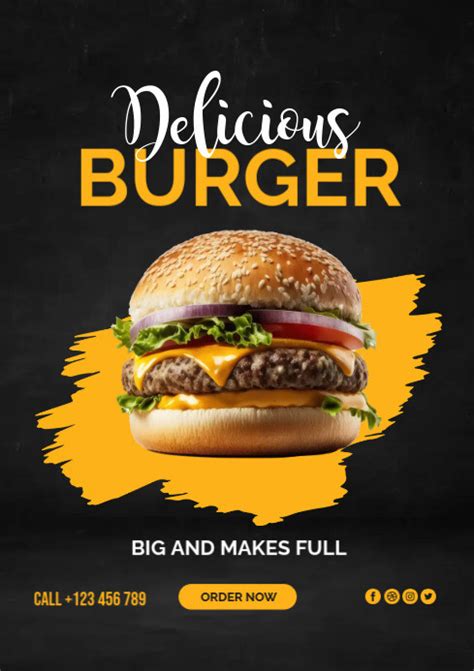 Delicious Burger Restaurant Poster Template Postermywall