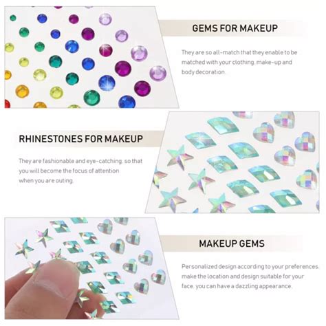 5 SHEETS STRASS AUFKLEBER Für Gesicht Acryl Kind Edelsteine Glitzer