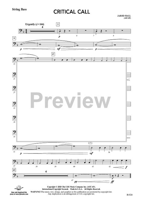 Critical Call String Bass Sheet Music For Concert Band Sheet Music Now