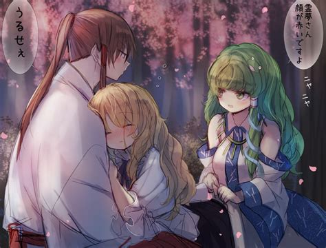Hakurei Reimu Kirisame Marisa And Kochiya Sanae Touhou Drawn By