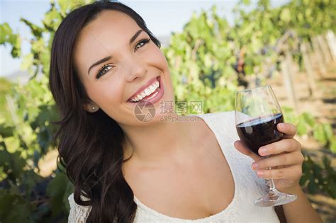 青年成年妇女享受葡萄园的一杯酒酿酒酒厂黑发裙子假期混血国家微笑派对酒杯高清图片下载 正版图片321702569 摄图网