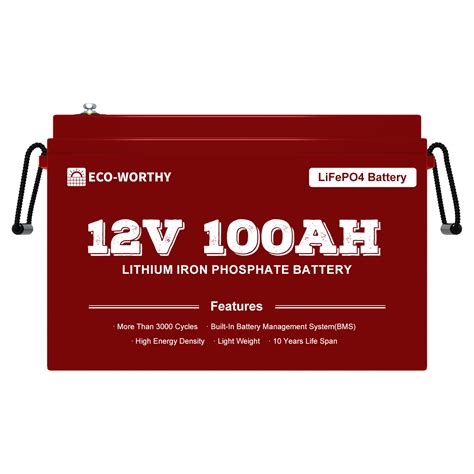 Eco Worthy Rv Marine Golf Cart Lifepo4 Bms Cycles Deep 12v 100ah Bms Batteries Lithium Battery