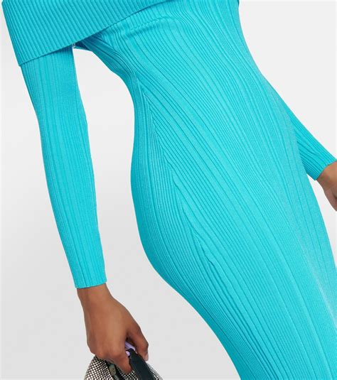 Self Portrait Off Shoulder Ribbed Knit Maxi Dress Self Portrait