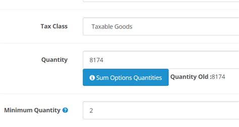 Sum Options Quantities To Product Quantity Admin Documentation