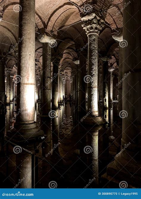 Basilica Cistern Ancient Columns And Modern Sculptures In Istanbul Turkey Editorial Image
