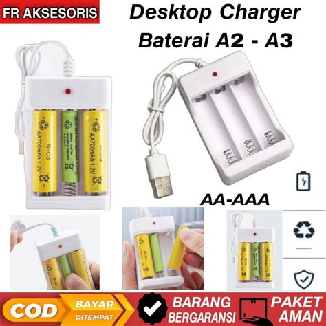 Jual Dekstop Charger Baterai A2 A3 USB Charger Baterai Isi Ulang 3 Slot AAA Shopee Indonesia