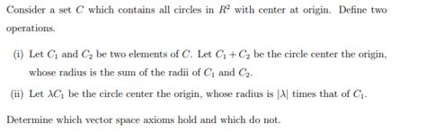 Solved Consider A Set C Which Contains All Circles In R Chegg