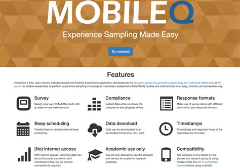 Experience Sampling Software Mobileq New Free Open Source Psych