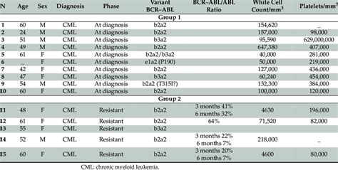 Clinical Features Of The Cml Patients Download Scientific Diagram