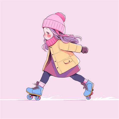 可爱的Q版溜冰小女孩 温馨极简艺术AI绘画 ai绘画关键词 ai绘画描述词 AI小聚