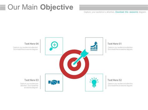 Four Icons Around Target Board For Business Powerpoint Slides